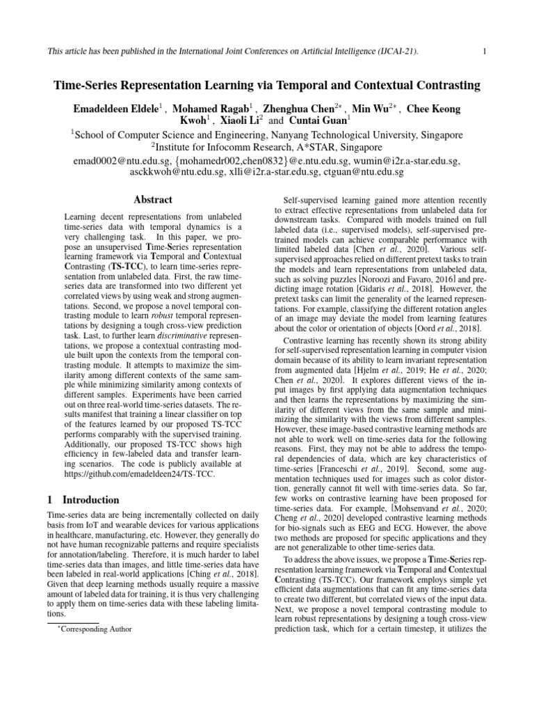 Time Series Representation Learning Via Temporal And Contextual