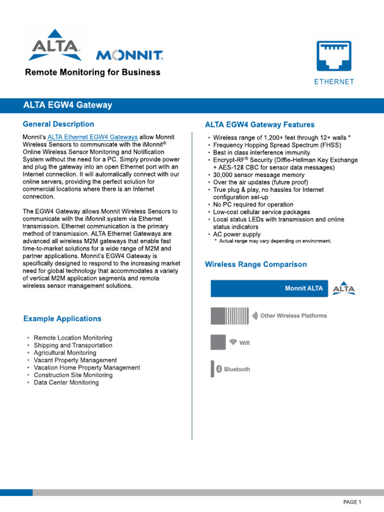 Ethernet Gateway Datasheet EGW - CCE - EGW4 - ADS - 01-2324190 | PDF