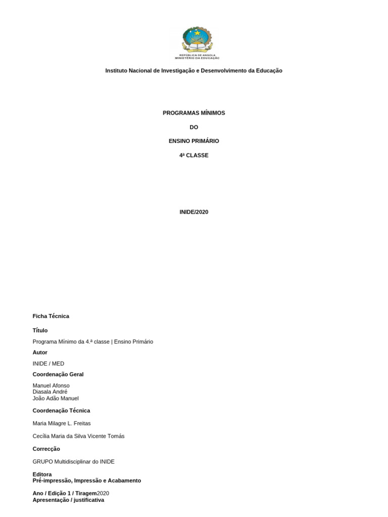 Programa 4 Classe | PDF