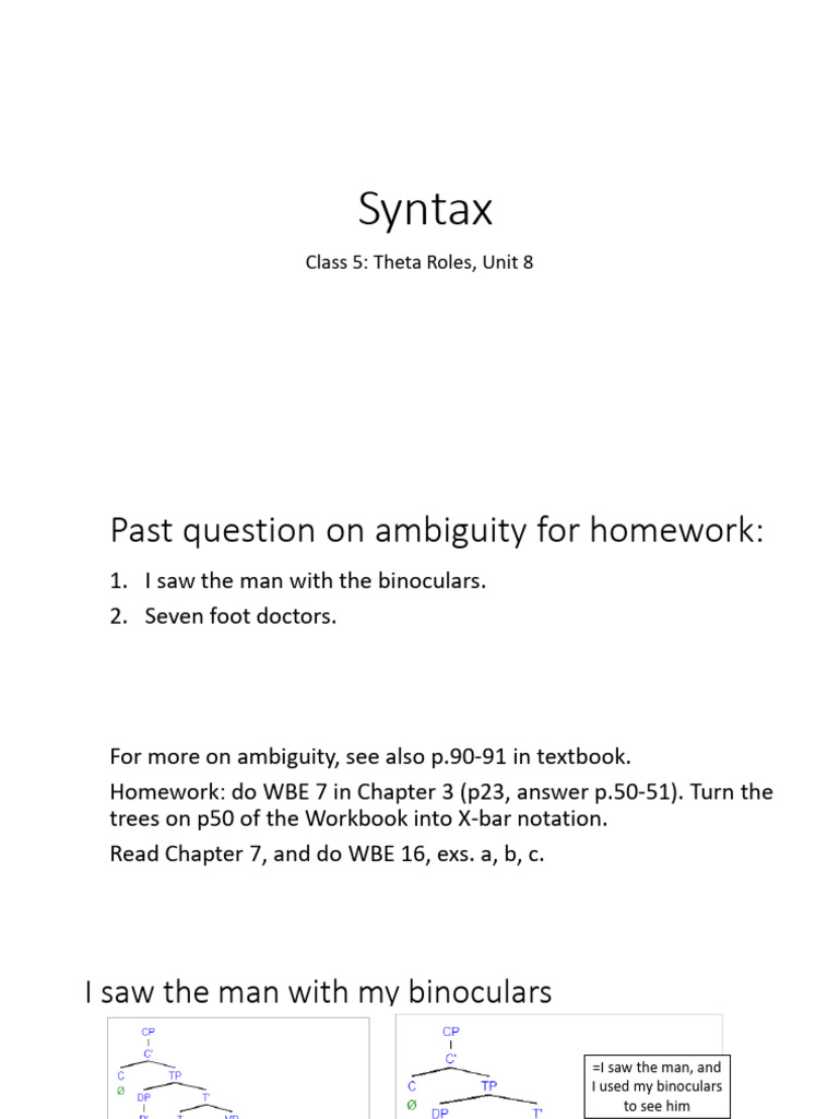 UNED-Syntax Class 5 2022 | PDF
