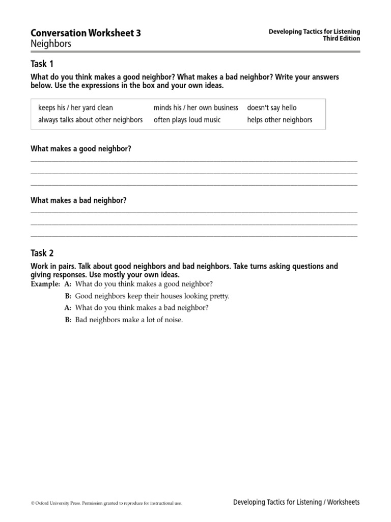 TFL Worksheet Developing Conversation Unit3 | PDF