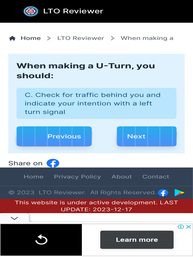 U-Turn Safety Guidelines | PDF