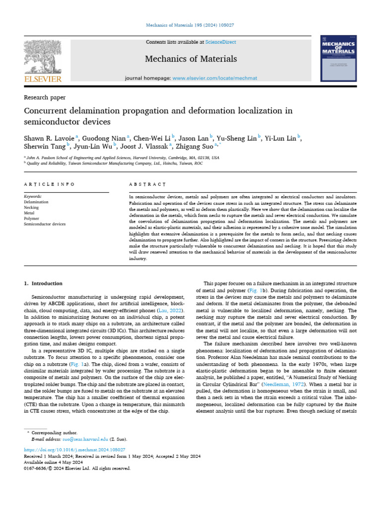Concurrent Delamination Propagation And Deformation Localization In Semiconductor Devices Pdf