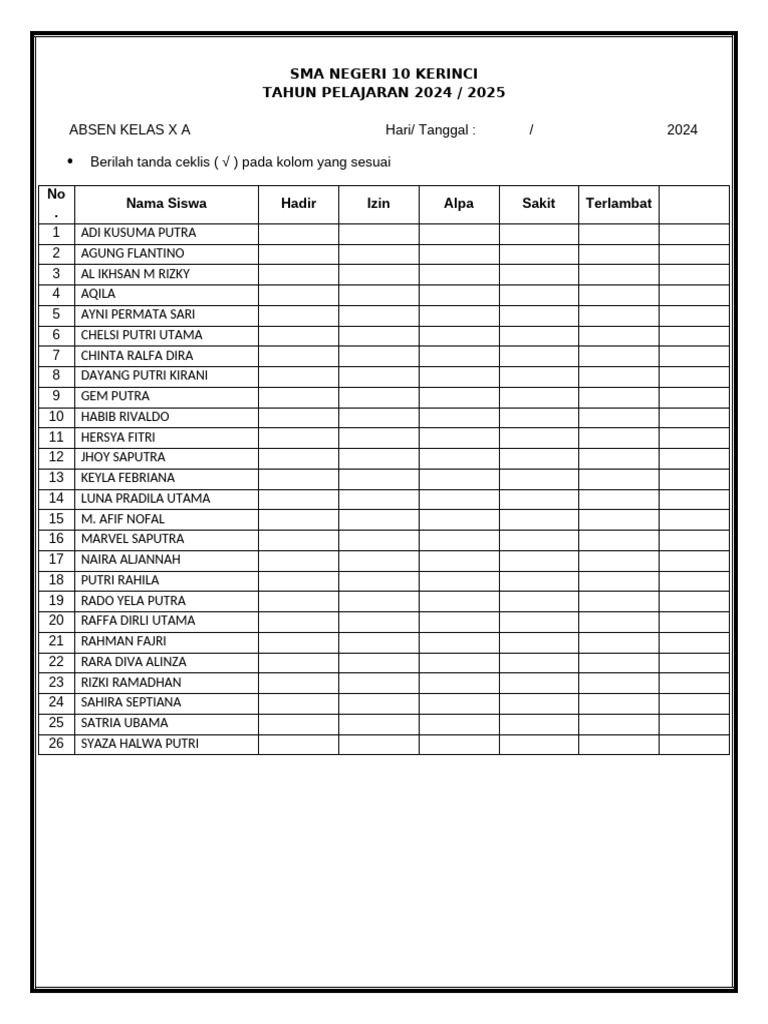 Absen 4 2024-2025 - Baru | PDF