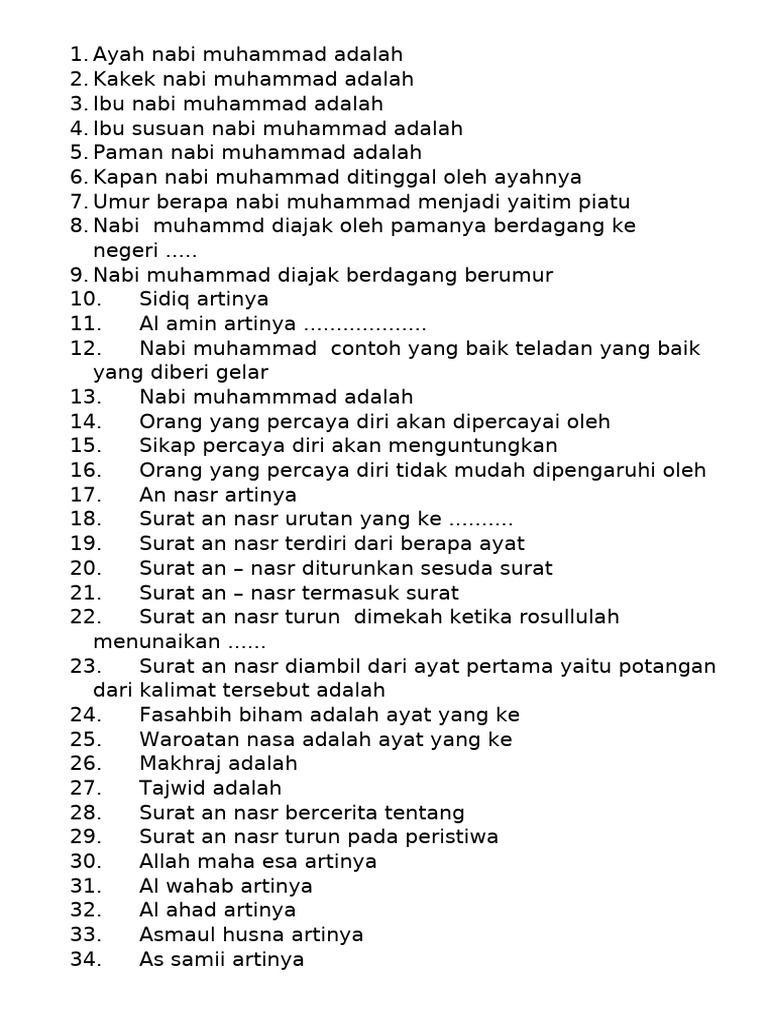 Ayah Nabi Muhammad Adalah | PDF