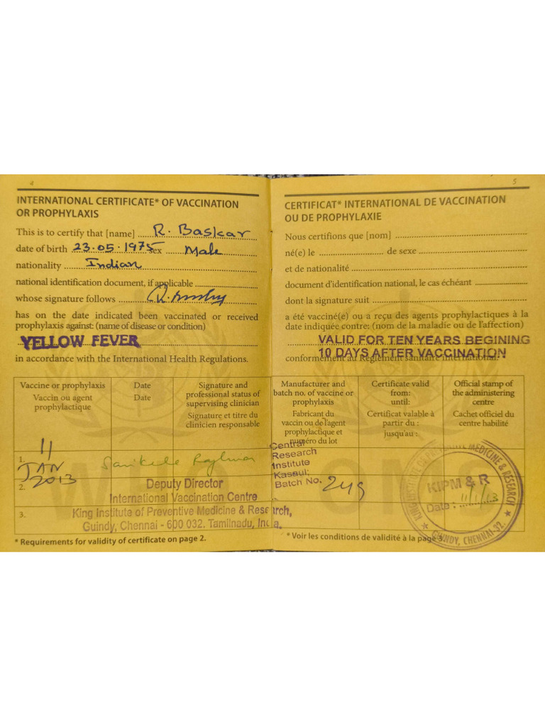 Yellow Fever Vaccination Baskar | PDF Yellow Fever Vaccination Baskar | PDF