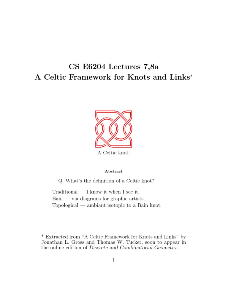 J. Gross - CS E6204 Lectures 7,8a: A Celtic Framework For Knots and Links | PDF | Graph Theory ...