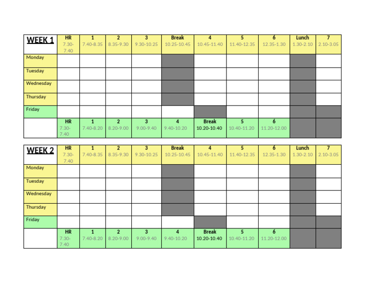 Alternative Timetable Layout - Students | PDF