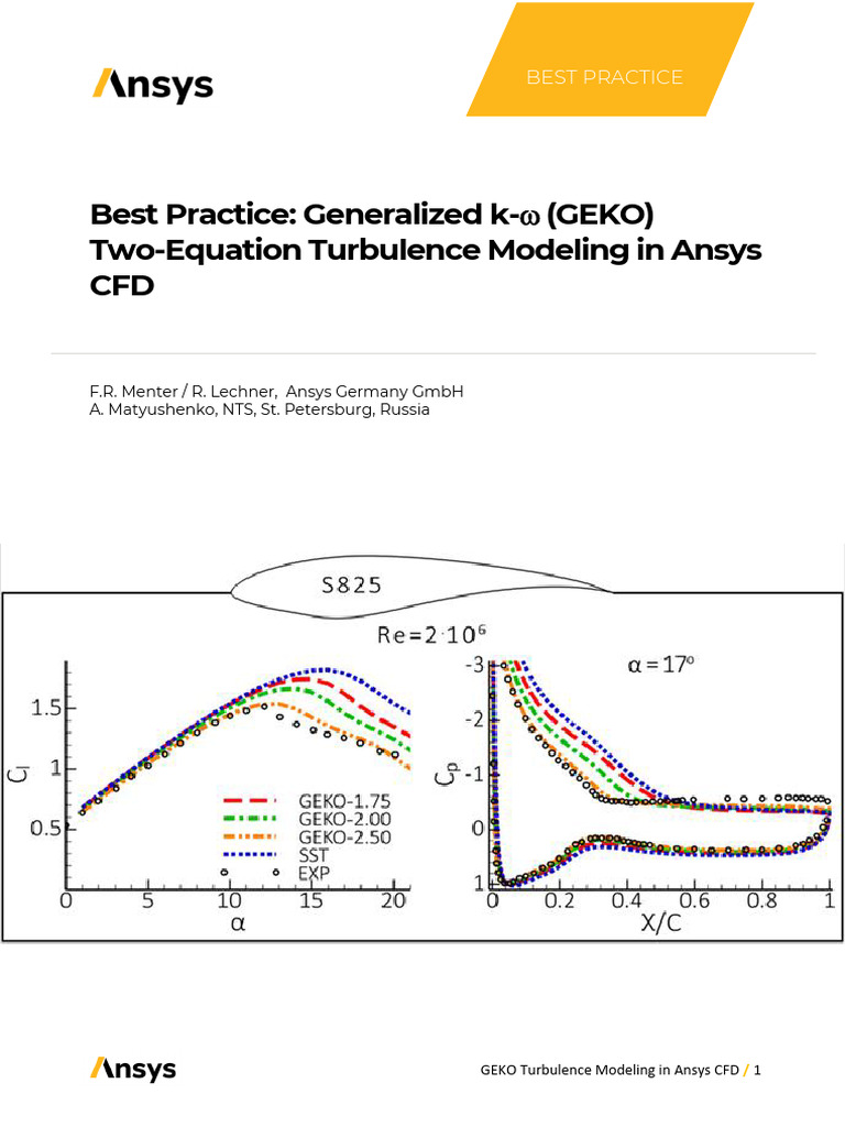 Best Practice GEKO Turbulence Modeling in Ansys CFD | PDF