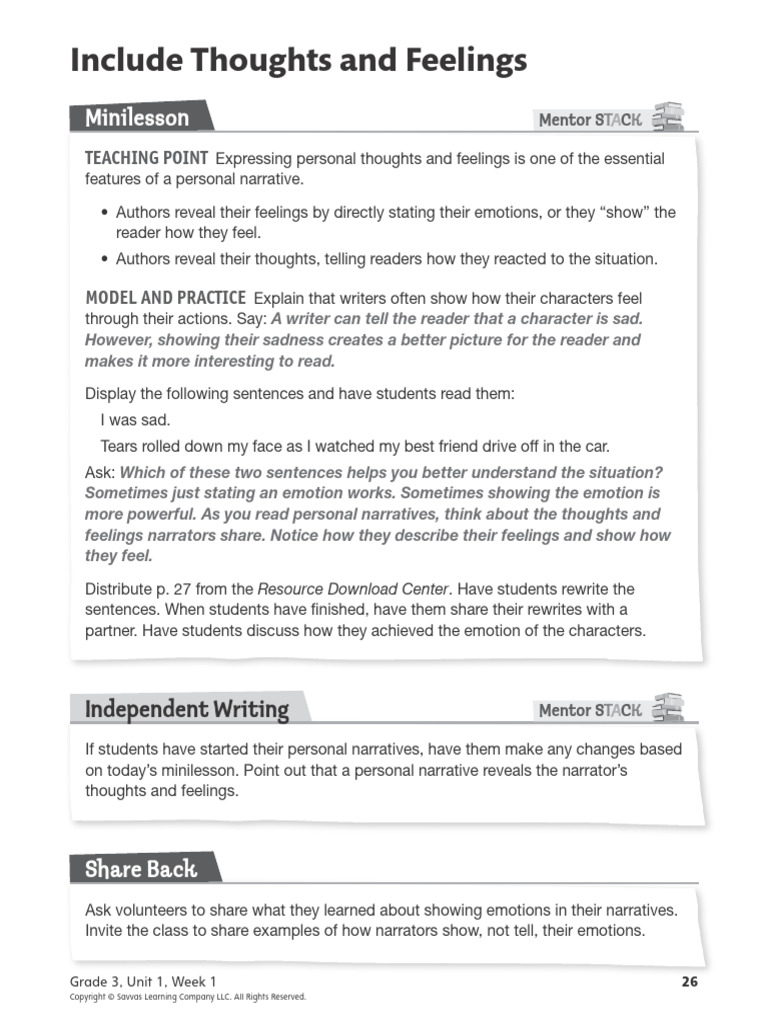 MV20 G3U1W1L2 Writing Workshop Minilessons Web | PDF
