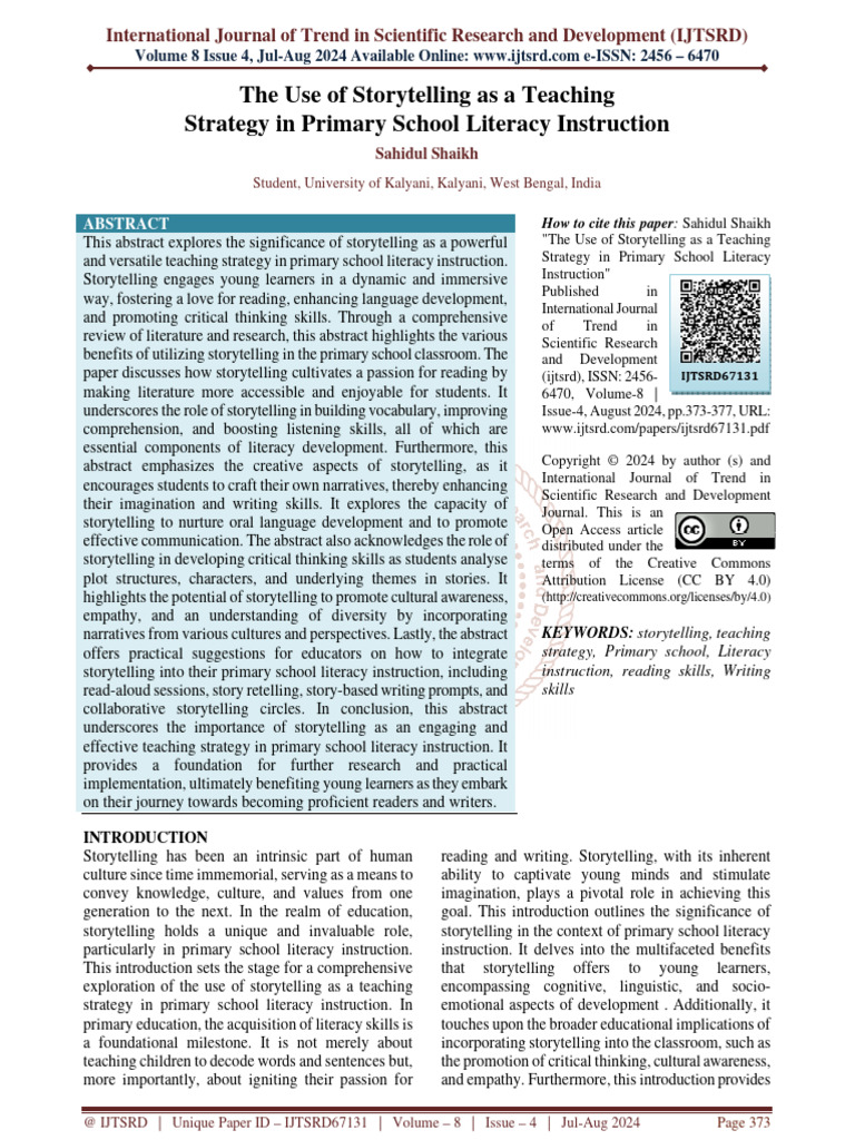 The Use of Storytelling as a Teaching Strategy in Primary School ...