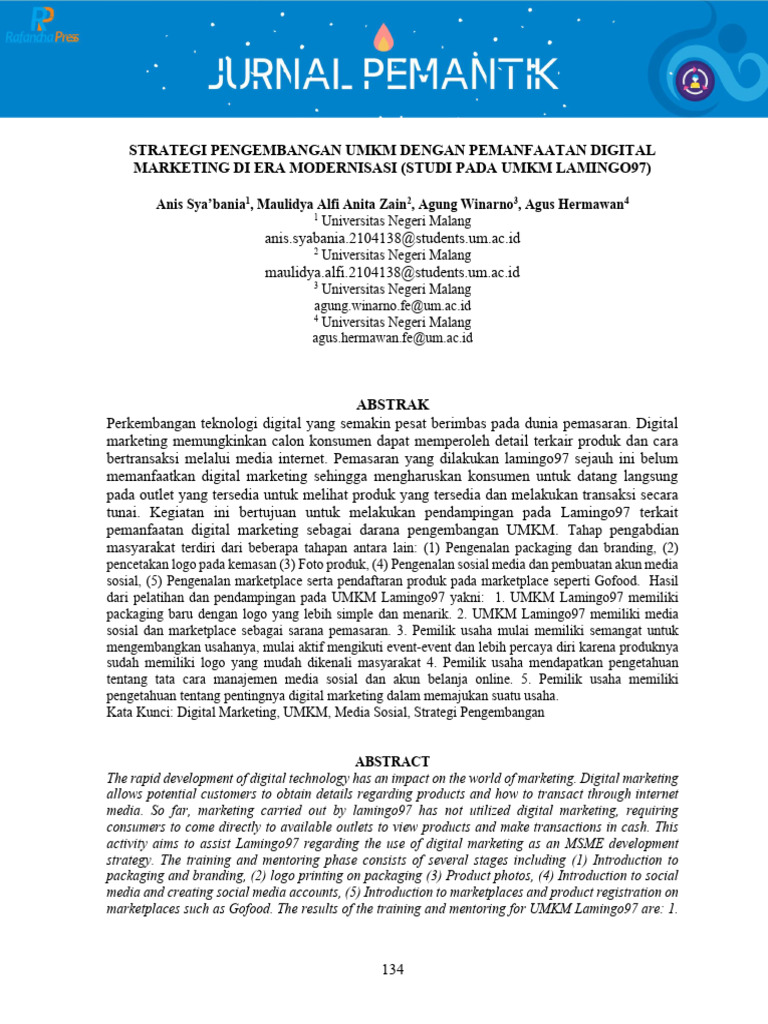 Strategi Pengembangan Umkm Dengan Pemanfaatan Digi | PDF | Market (Economics) | Business
