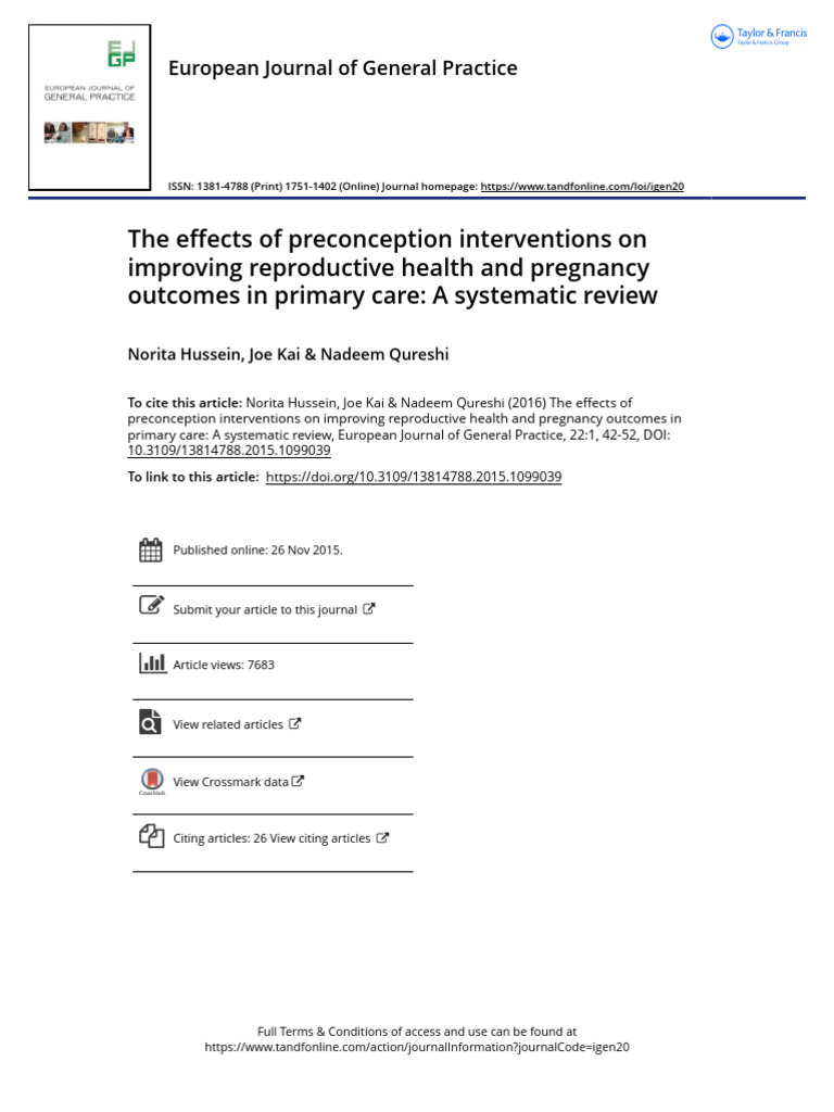 The Effects of Preconception Interventions On Improving Reproductive ... The Effects of Preconception Interventions On Improving Reproductive ...