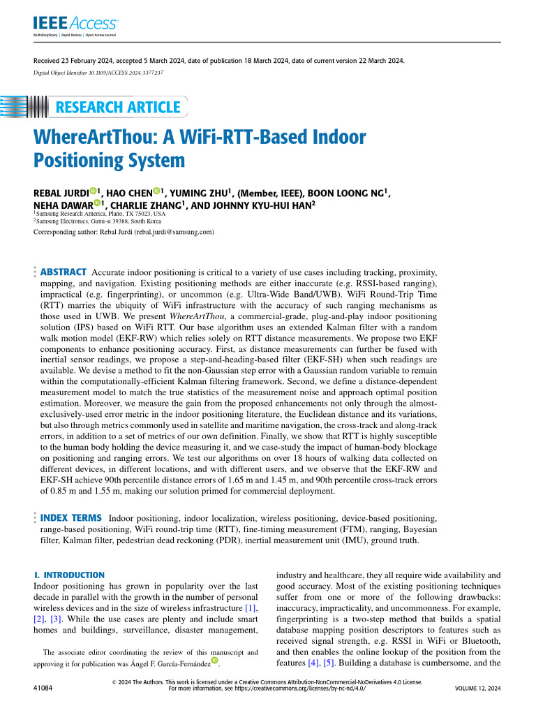 L Abhi WhereArtThou A WiFi-RTT-Based Indoor Positioning System | PDF