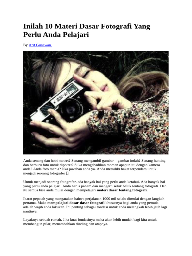 10 Materi Dasar Fotografi | PDF