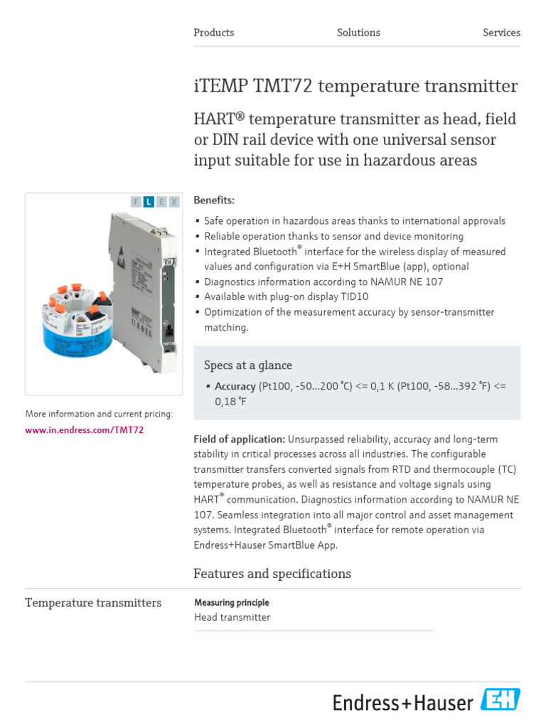 Endress-Hauser iTEMP HART TMT72 EN | PDF | Computer Engineering ...