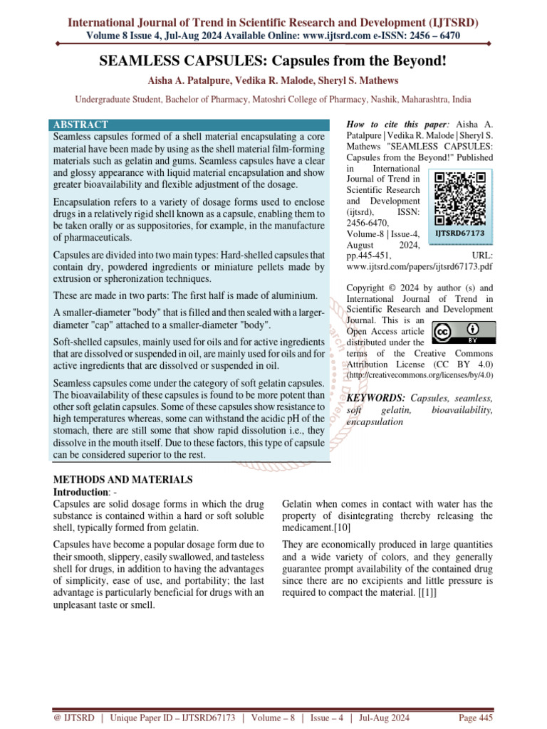 SEAMLESS CAPSULES Capsules from the Beyond | PDF | Pharmaceutical ...