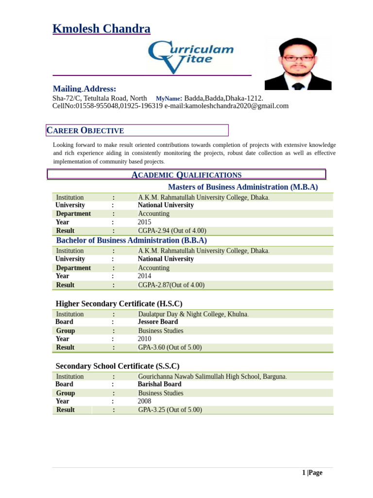 Kmolesh Chandra CV - PDF Final | PDF