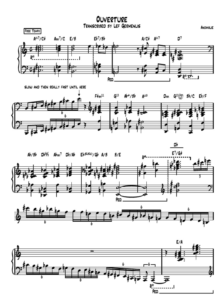 Anomalie - Ouverture (Piano Transcriptions both hands) | PDF