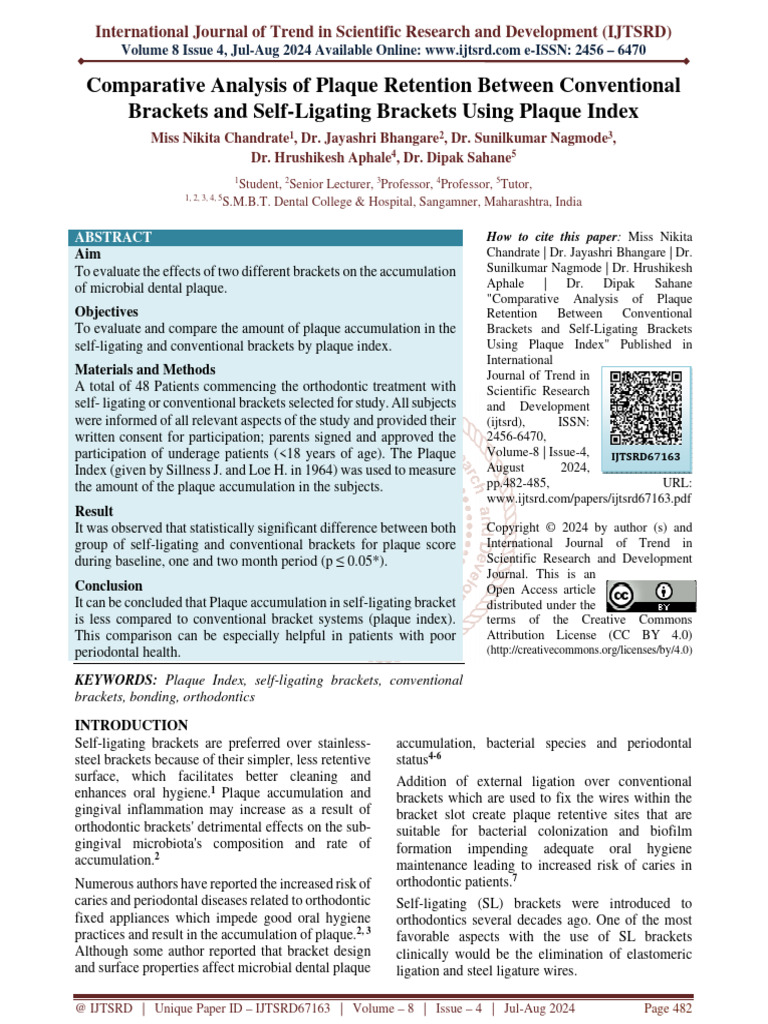 Comparative Analysis of Plaque Retention Between Conventional Brackets ...