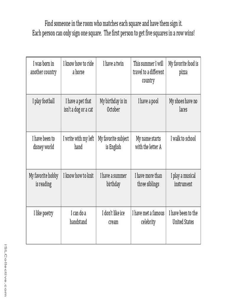 First Day Ice Breaker Bingo | PDF