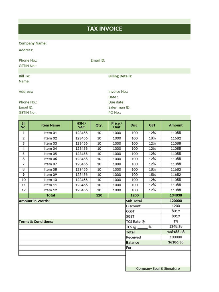 TCS Invoice Format Under GST-0 | PDF | Sales | Finance & Money Management