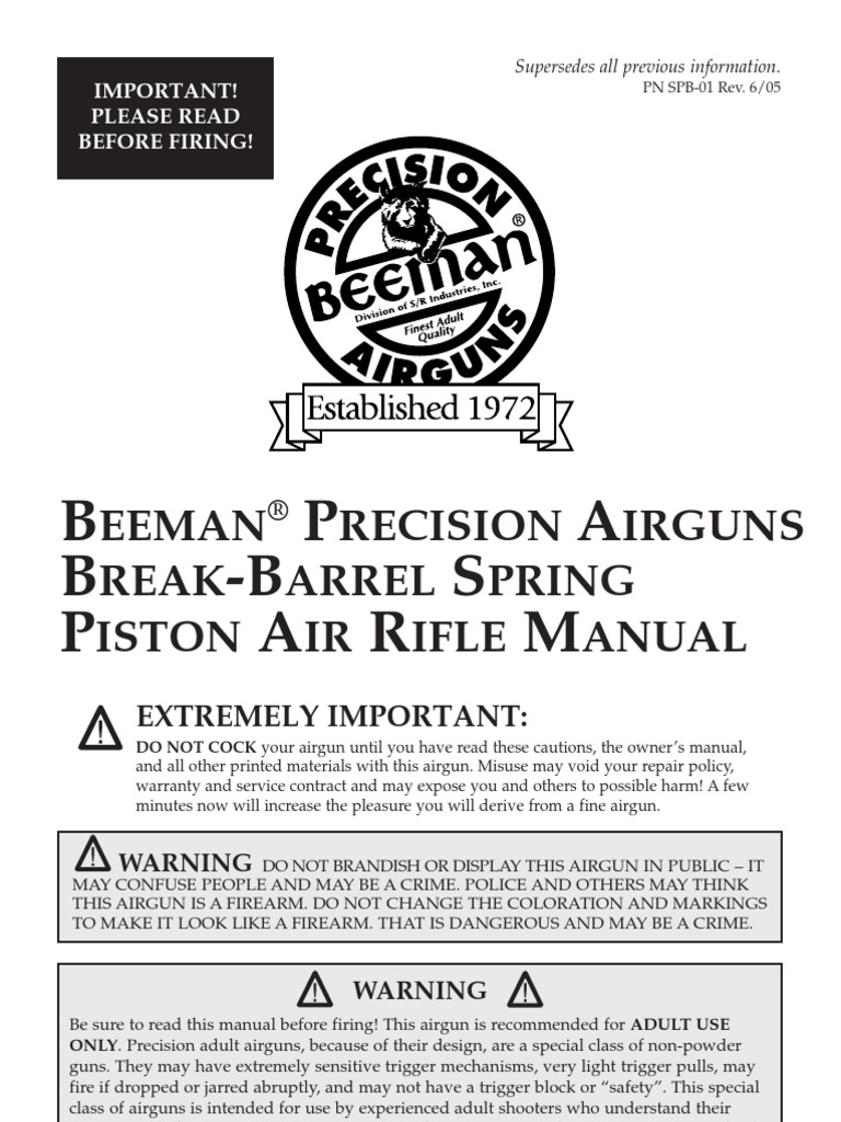 Beeman Gs 1000 Manual | PDF | Gun Barrel | Trigger (Firearms)