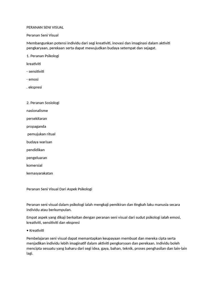 PERANAN SENI VISUAL | PDF