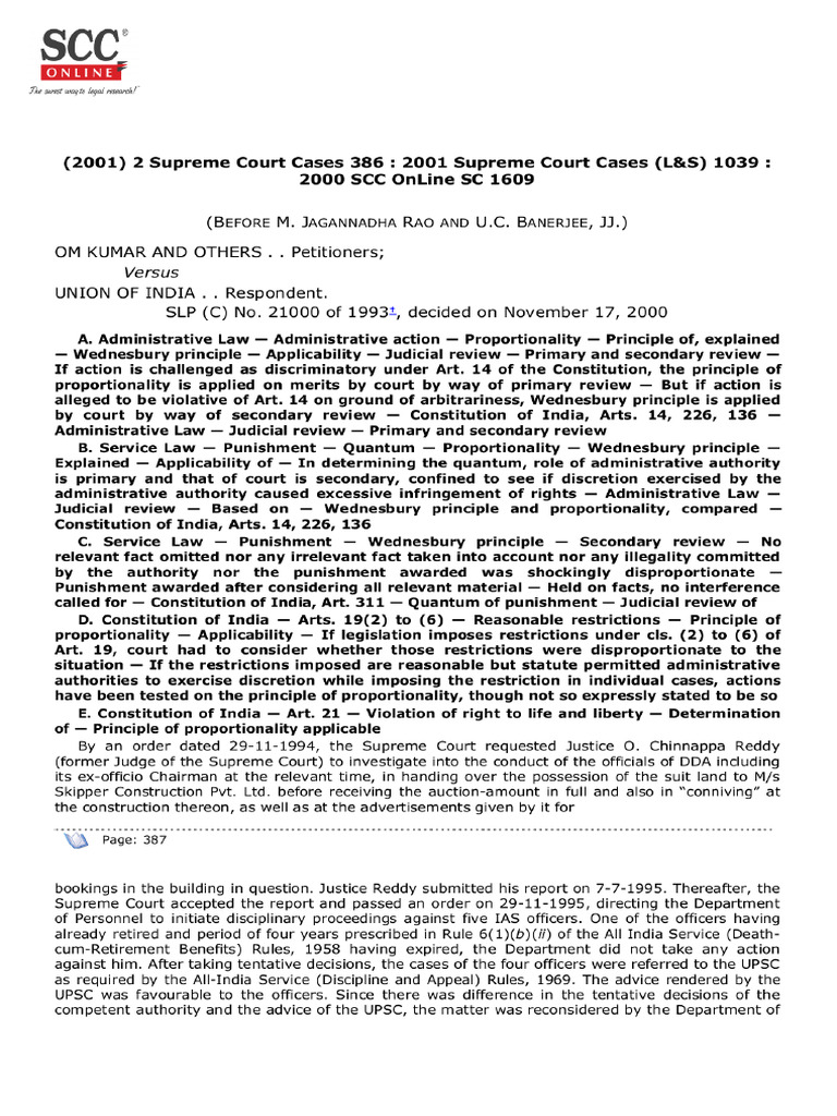 Om Kumar v. Union of India | PDF