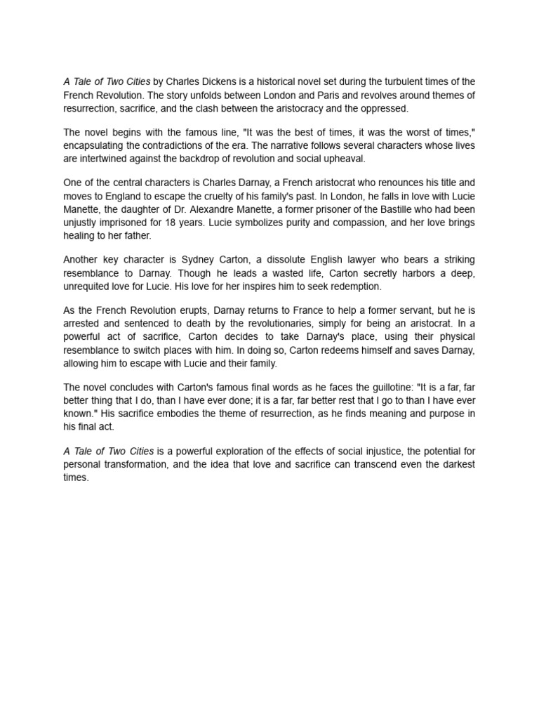 A Tale of Two Cities Summary | PDF
