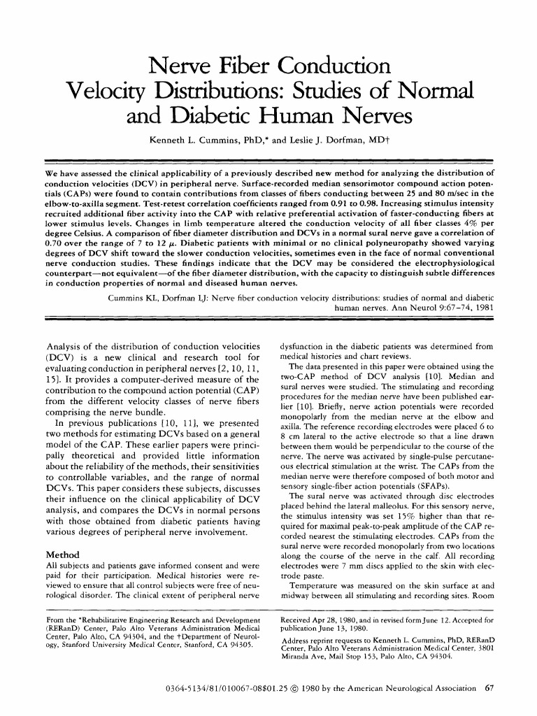 Nerve Fiber Conduction Velocity Distributions: Studies Normal and ...