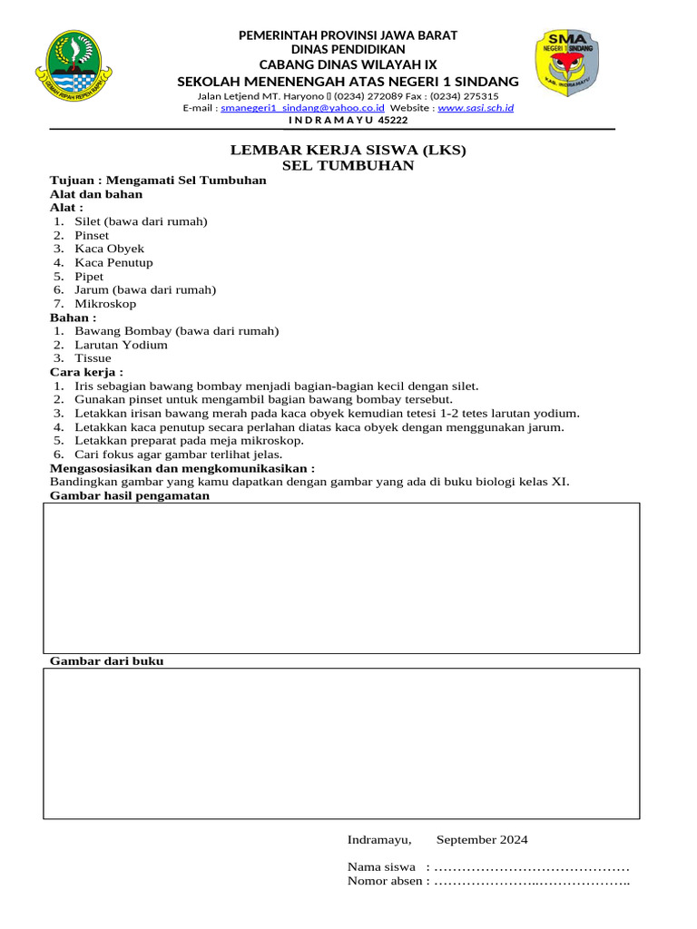 3. LKS SEL TUMBUHAN & HEWAN (1) | PDF