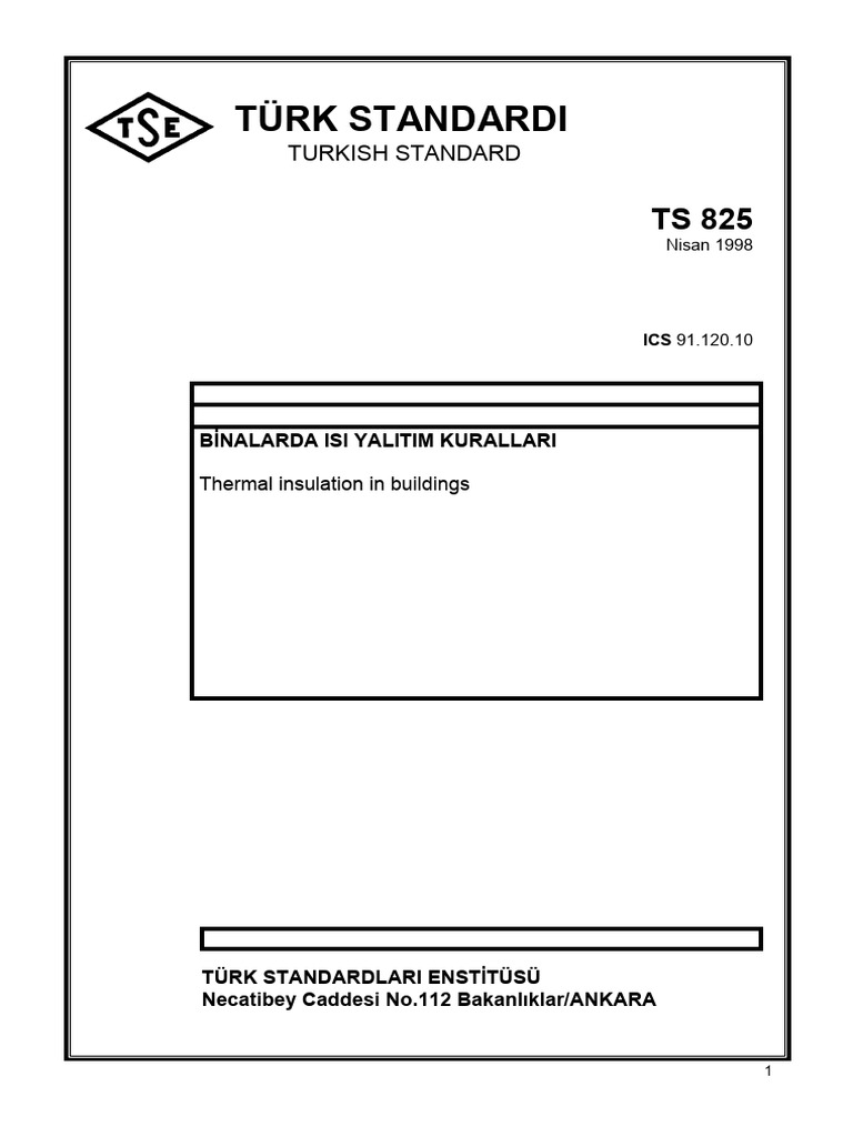TS 825 Binalarda Isı Yalıtım Kuralları | PDF