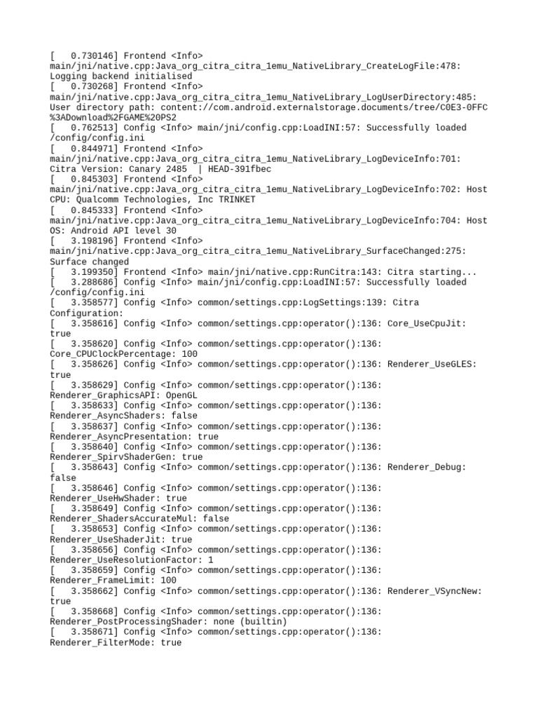 Citra Log - Txt.old | PDF | Computing Platforms | Software Engineering