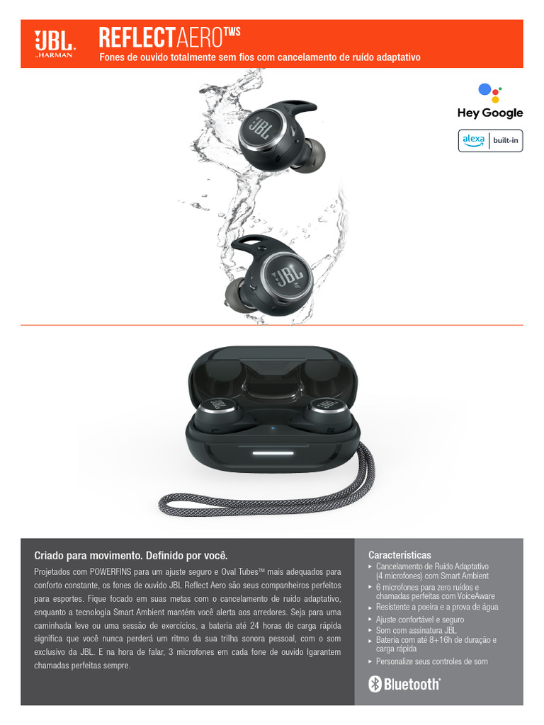 JBL Reflect Aero - Spec Sheet - PTBR | PDF