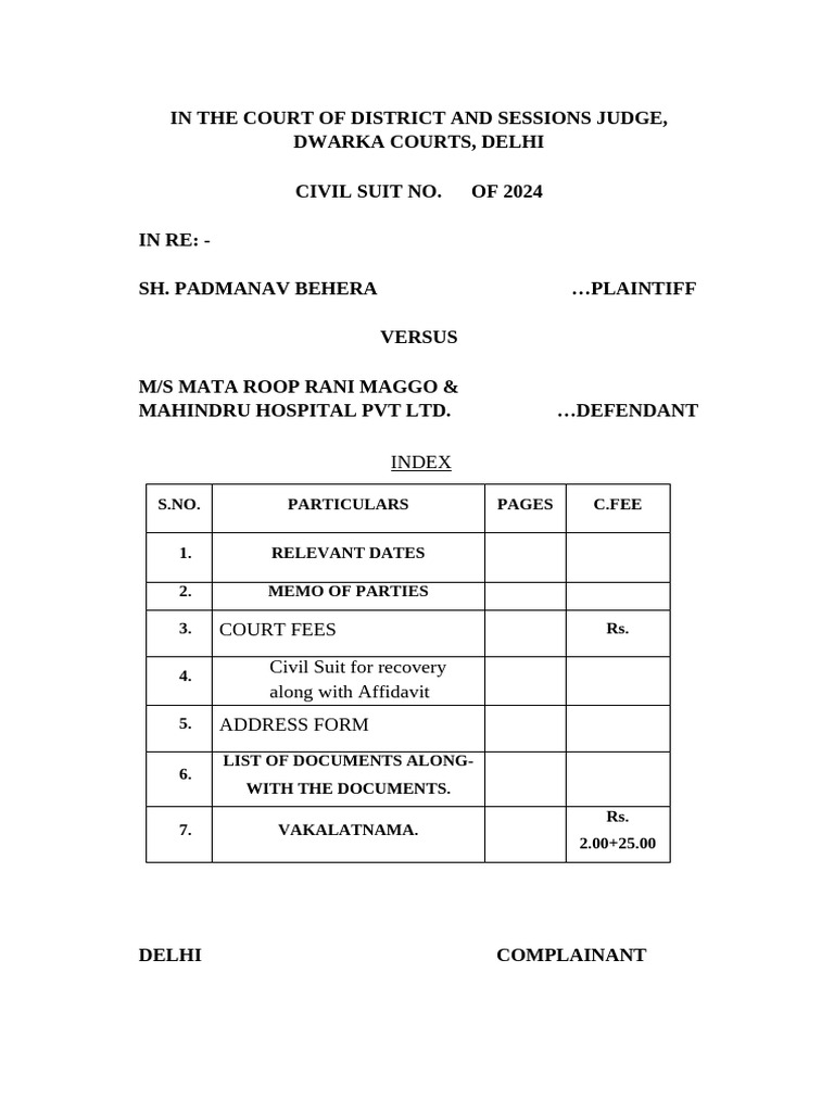 Recovery Plaint | PDF