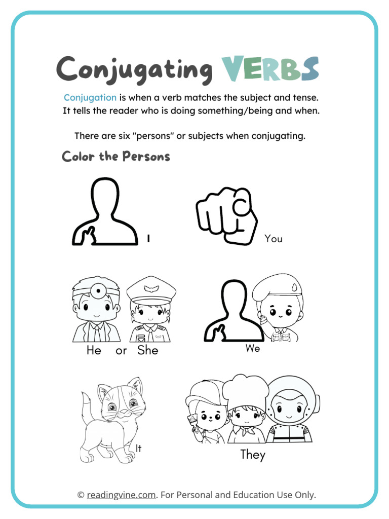 Verb Conjugation Coloring Activity | PDF