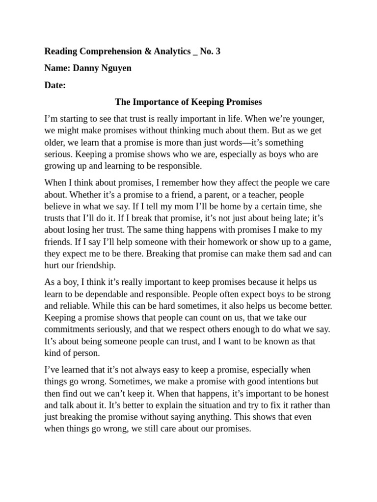 No. 3_The Importance of Keeping Promises | PDF