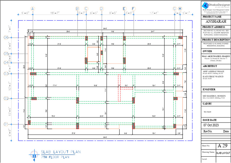 7 TH Floor Slab Outline and Beam Layout | PDF