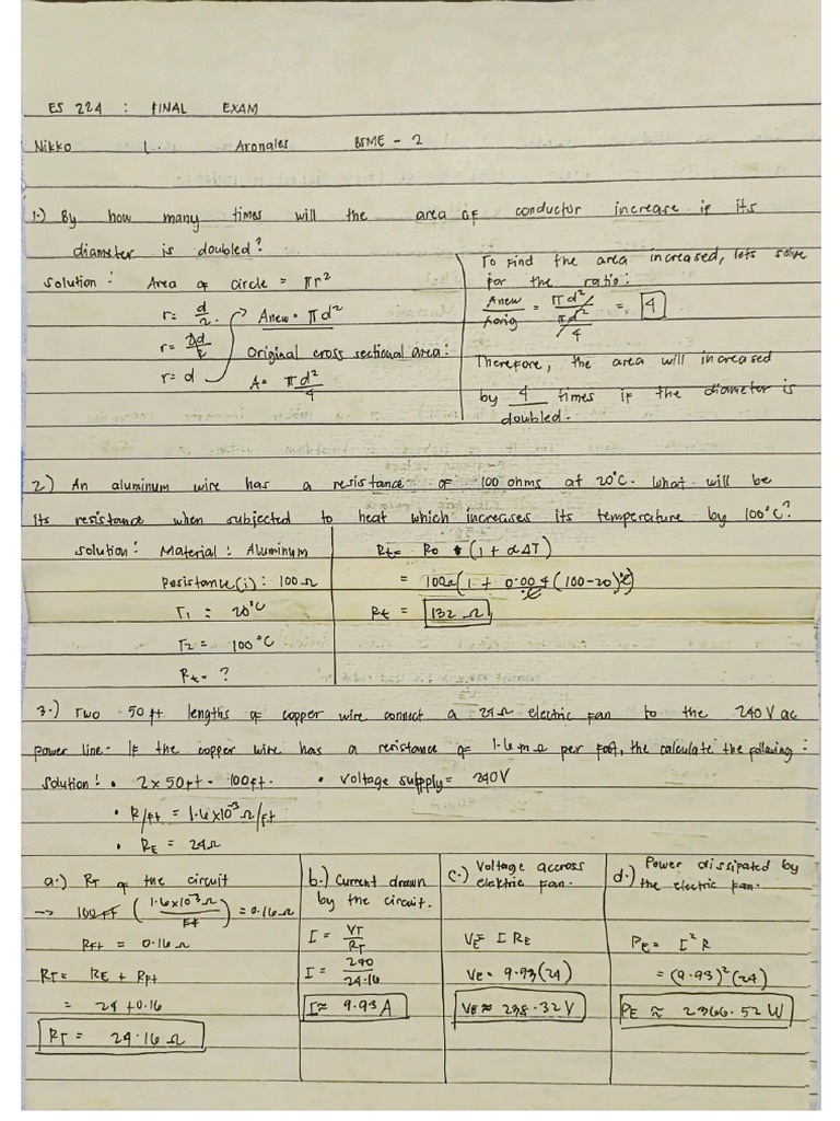 Es 224 Final Exam | PDF