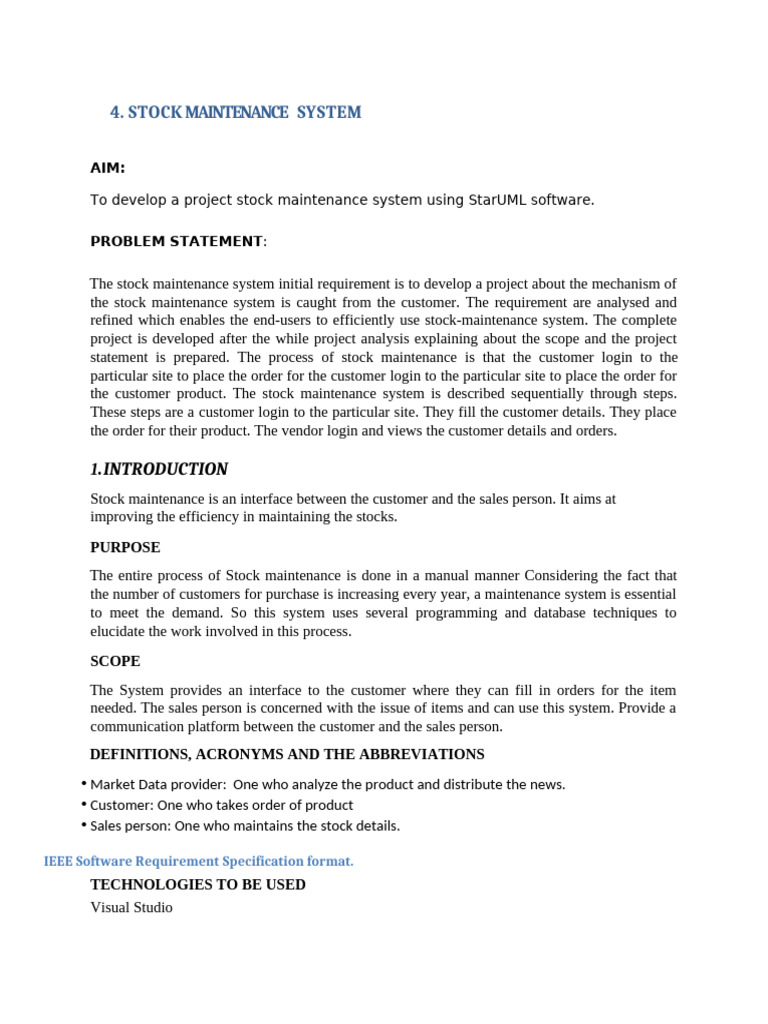 Stock Maintenance | PDF