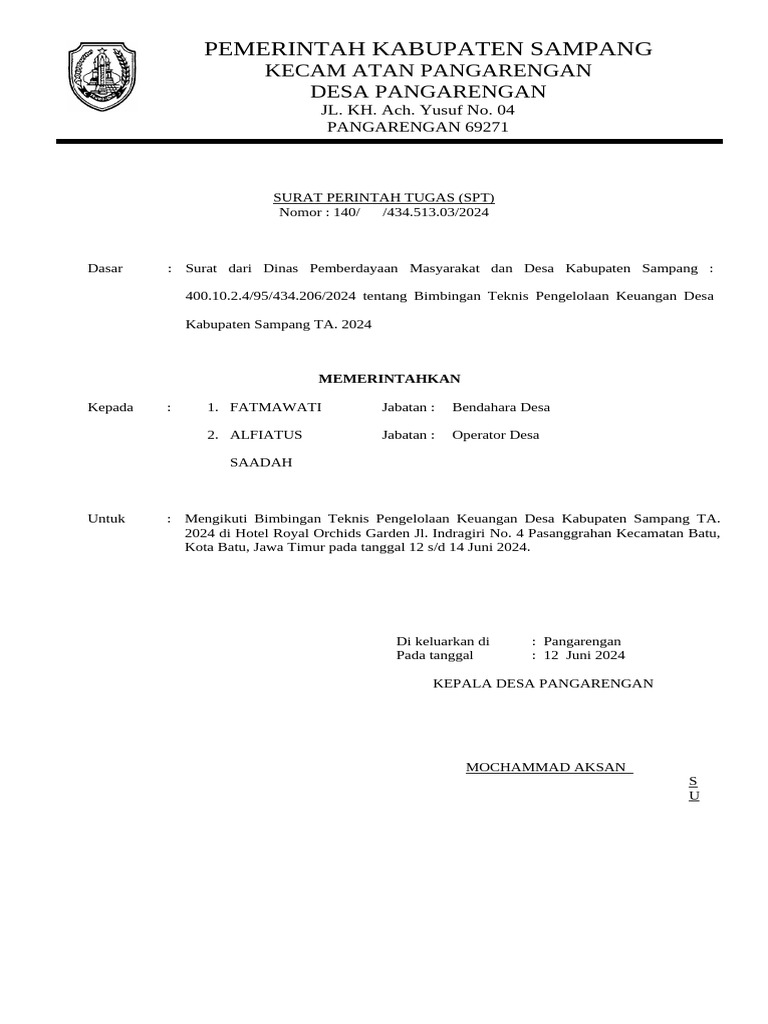 SPT Desa Rapalaok | PDF