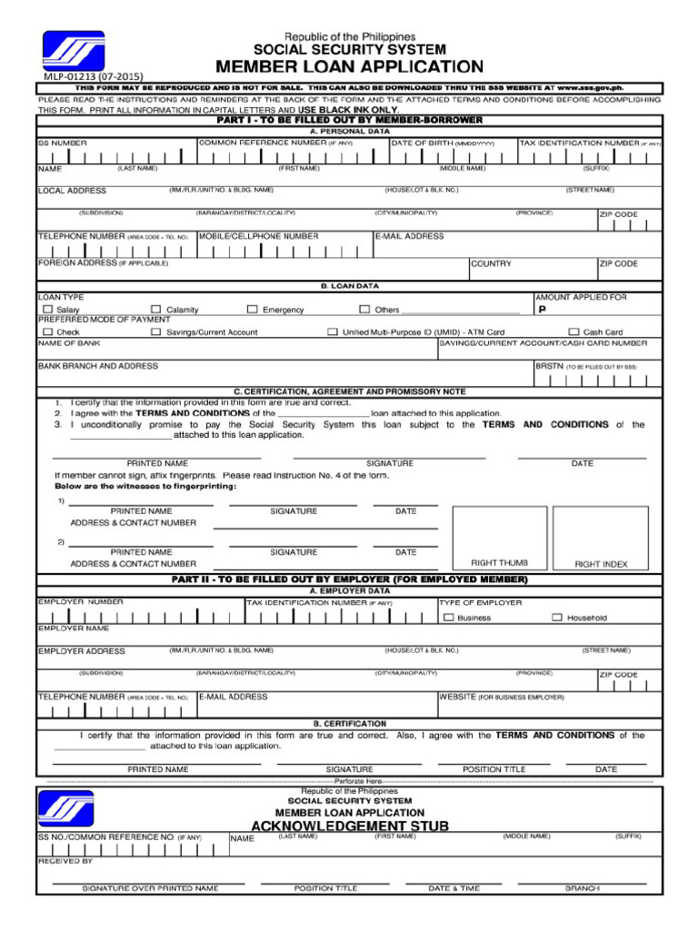 SSS Salary Loan Form | PDF