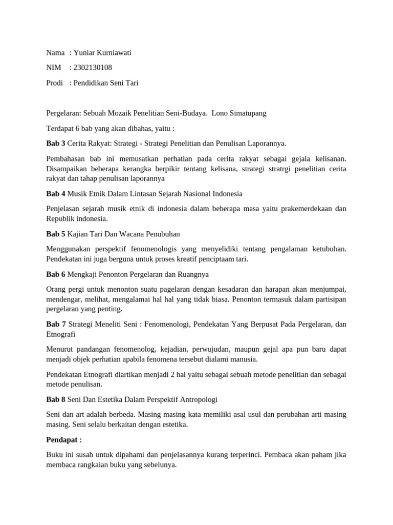 Sebuah Mozaik Penelitian Seni-Budaya. Lono Simatupang | PDF