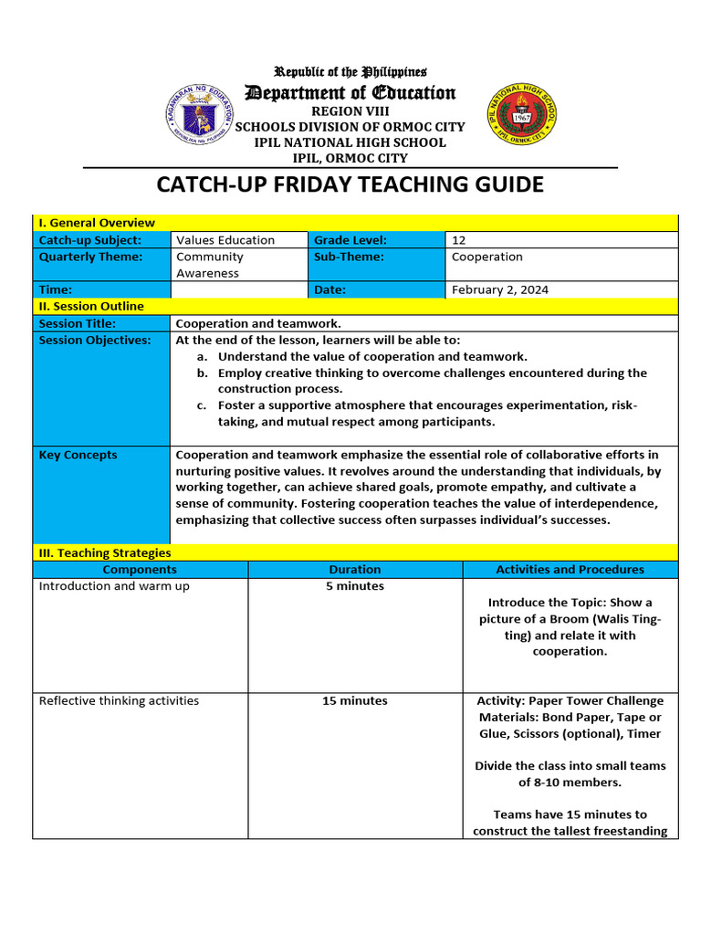 Cooperation and Teamwork Teaching Guide | PDF | Cooperation | Behavior ...