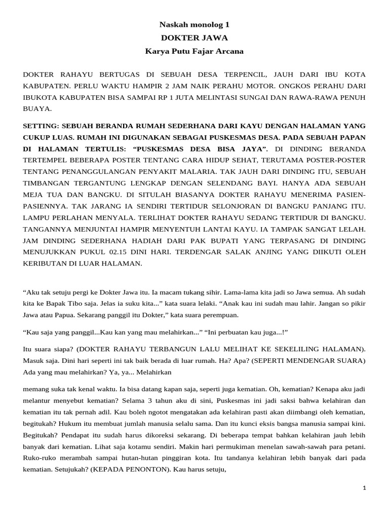 Naskah monolog 1 | PDF