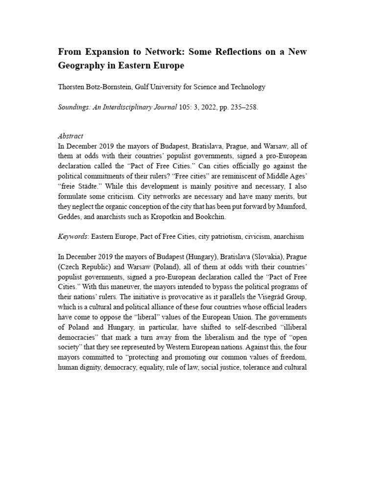 From Expansion To Network: Some Reflections On A New Geography in Eastern Europe | PDF ...