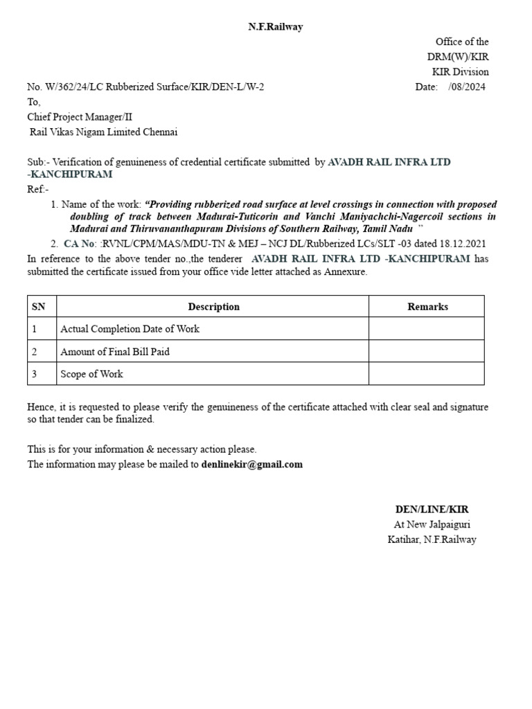 Genuineness of Certificate | PDF | Railway Companies | Rail Transport
