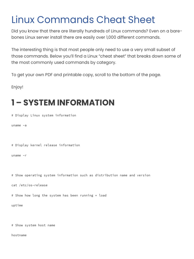 Linux Commands Cheat Sheet | PDF | Sudo | Computer File