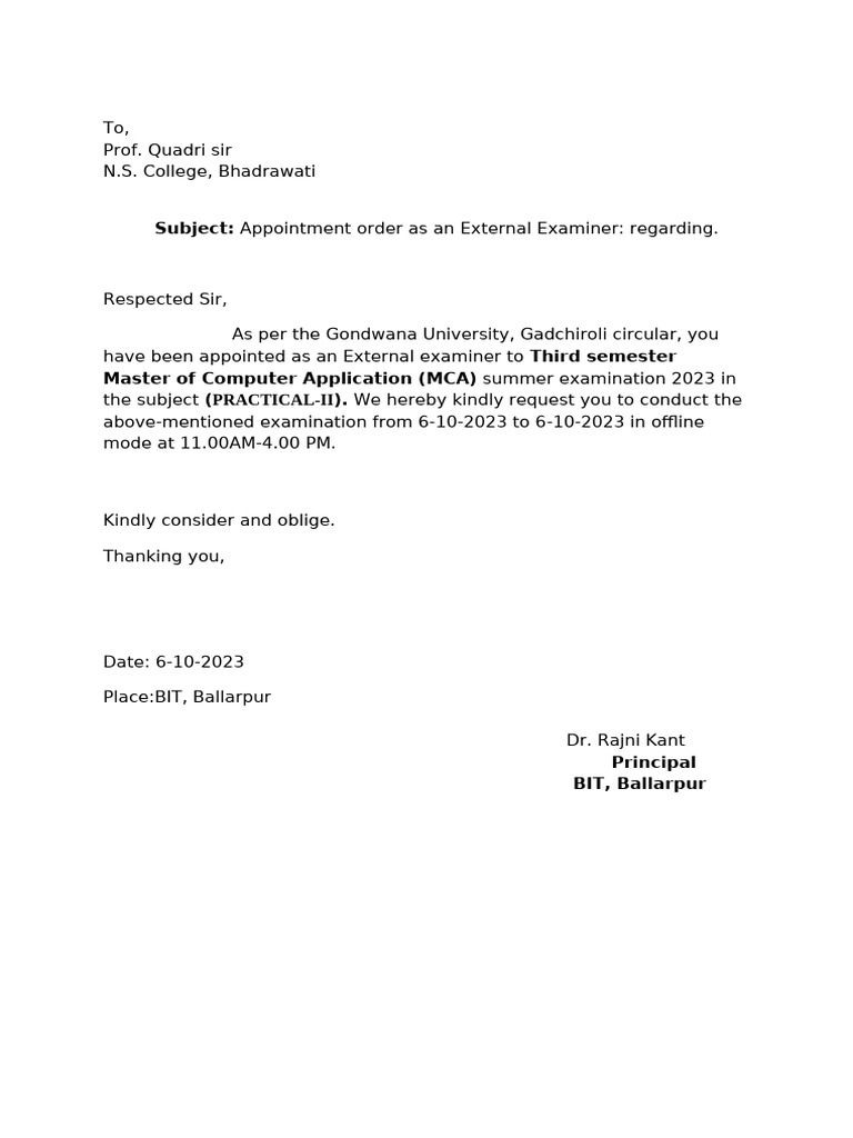 APPOINTMENT ORDER, Duty letter | PDF